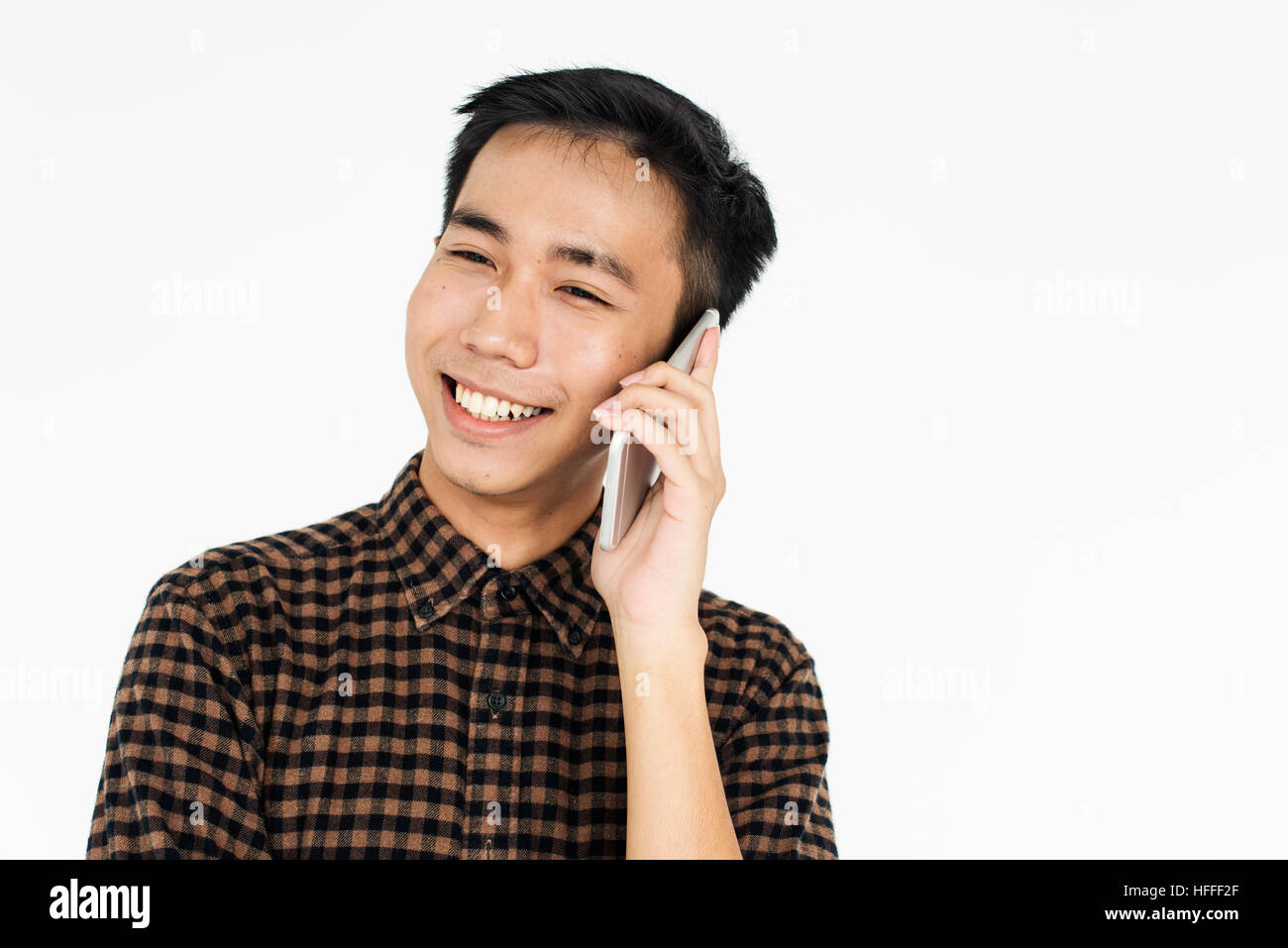 Cheerful Male Smartphone Call Concept Stock Photo - Alamy