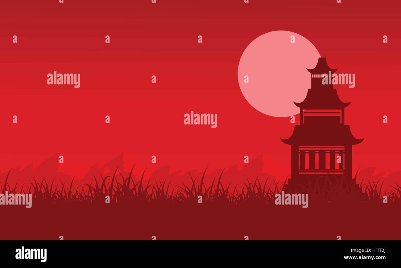 At night pavilion and grass landscape Stock Vector Image & Art - Alamy