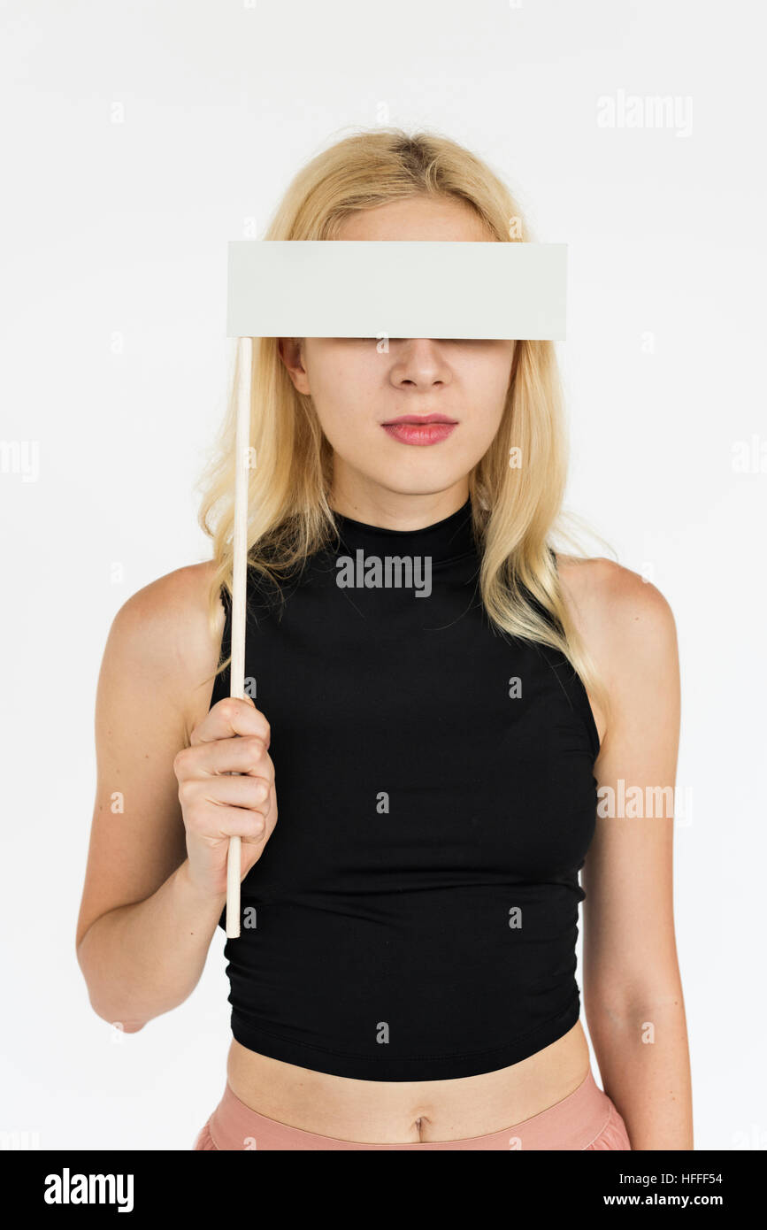 Woman Cover Eye Portrait Concept Stock Photo - Alamy