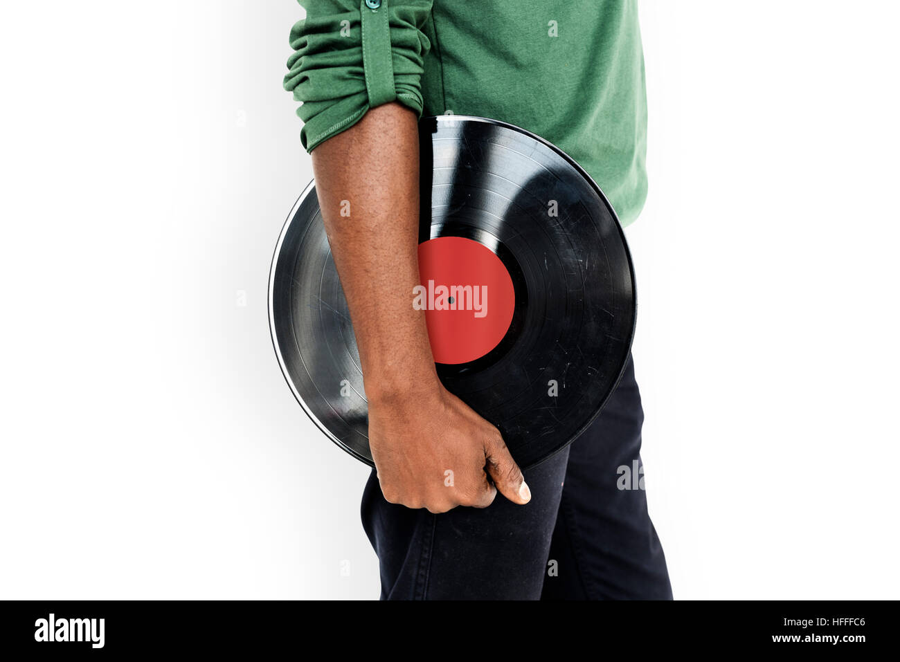 African Man Holding Vinyl Disc Jockey Music Concept Stock Photo - Alamy