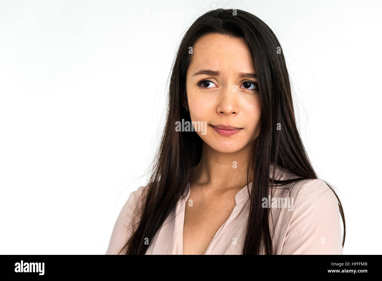 Woman Portrait Expression White Background Concept Stock Photo - Alamy
