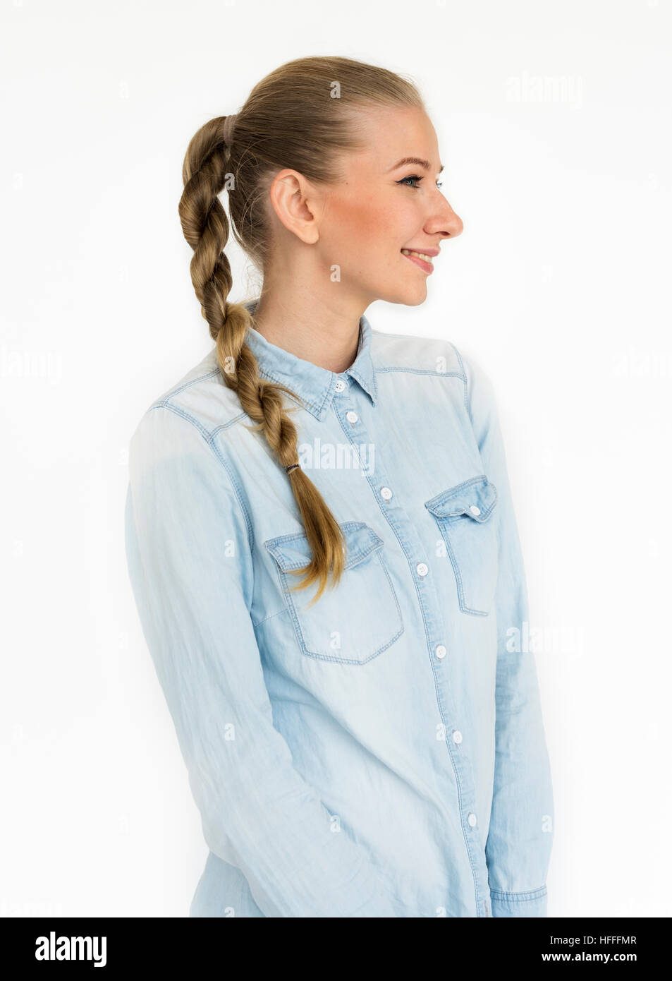 Female Standing Smiling Concept Stock Photo - Alamy
