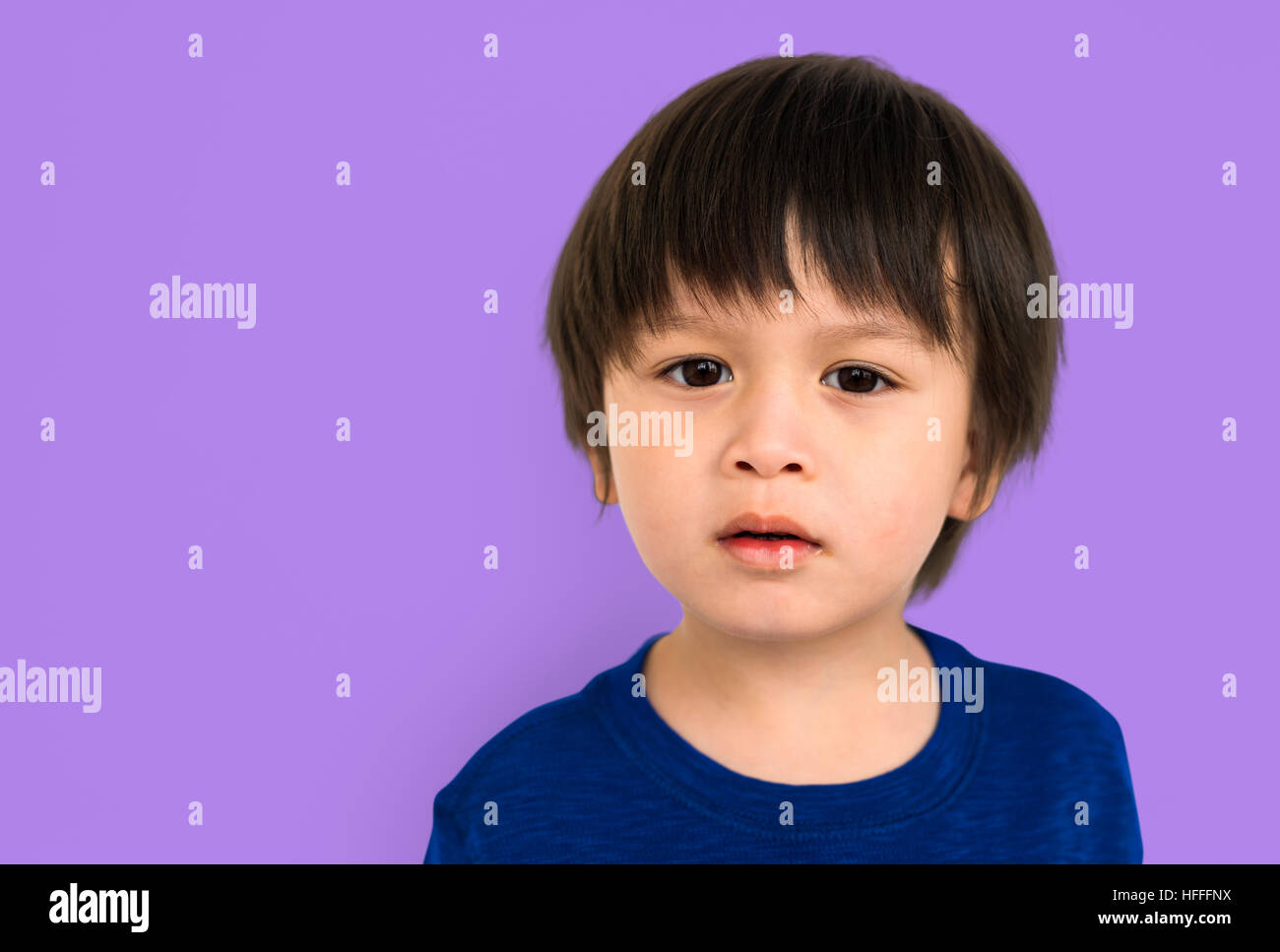 Little Kid Boy Think Curious Concept Stock Photo - Alamy