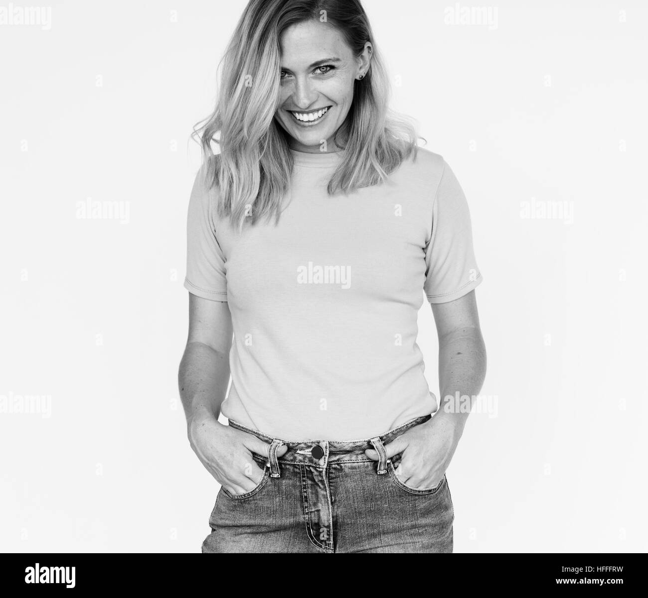 Woman Smiling Happiness Portrait Concept Stock Photo - Alamy