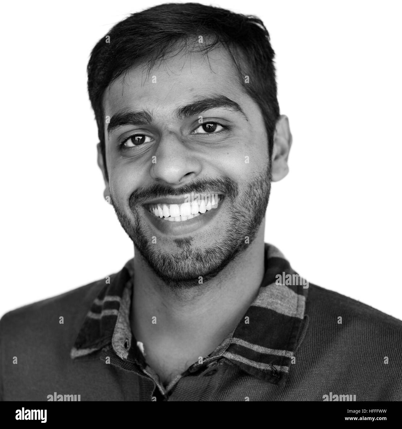 Indian man smiling standing Black and White Stock Photos & Images - Alamy