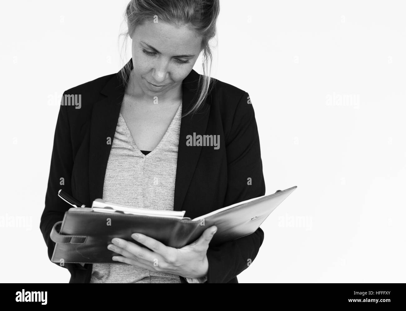 Businesswoman Document Working Portrait Concept Stock Photo - Alamy