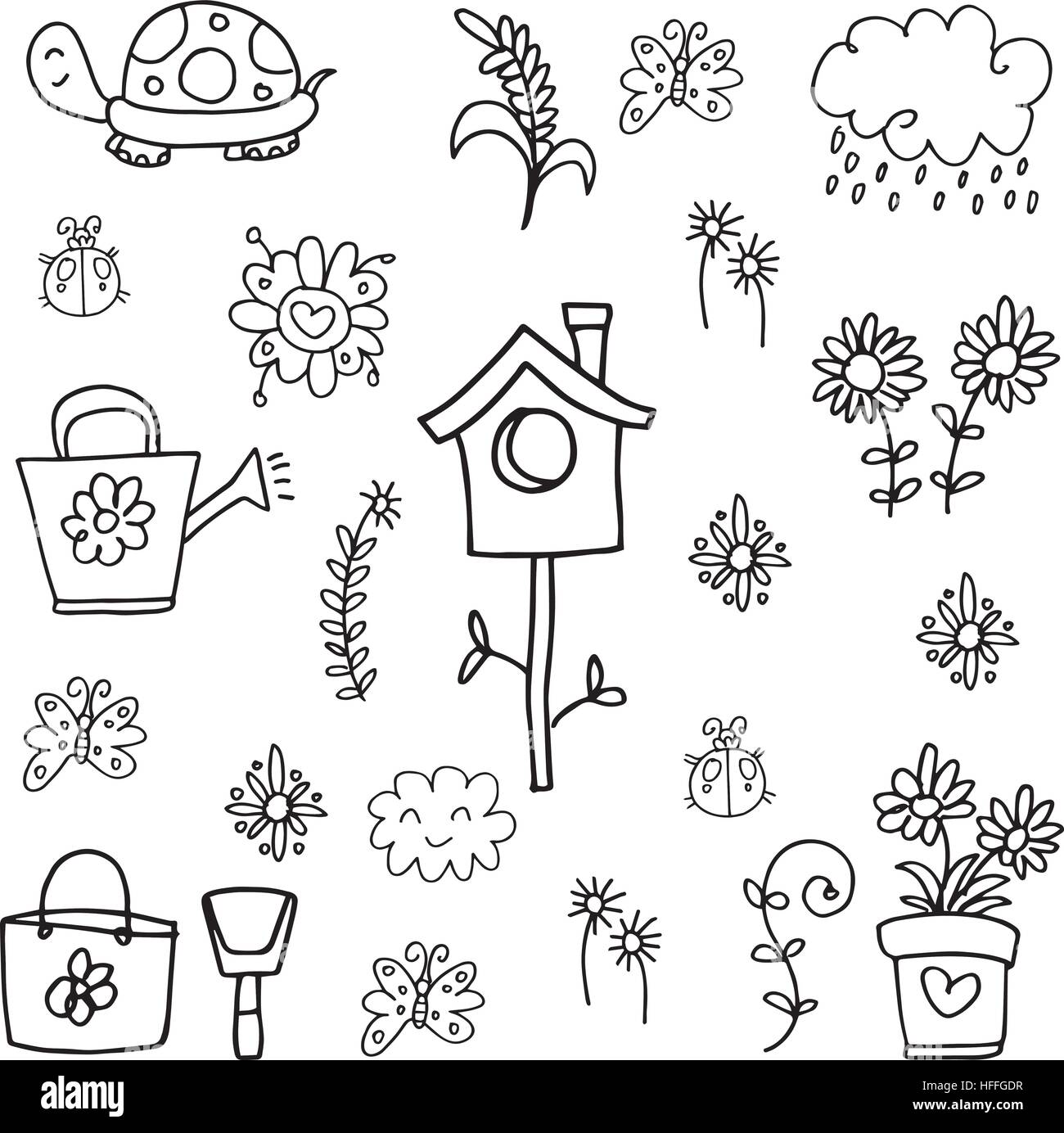 Doodle of spring flower leaf collection Stock Vector Image & Art - Alamy