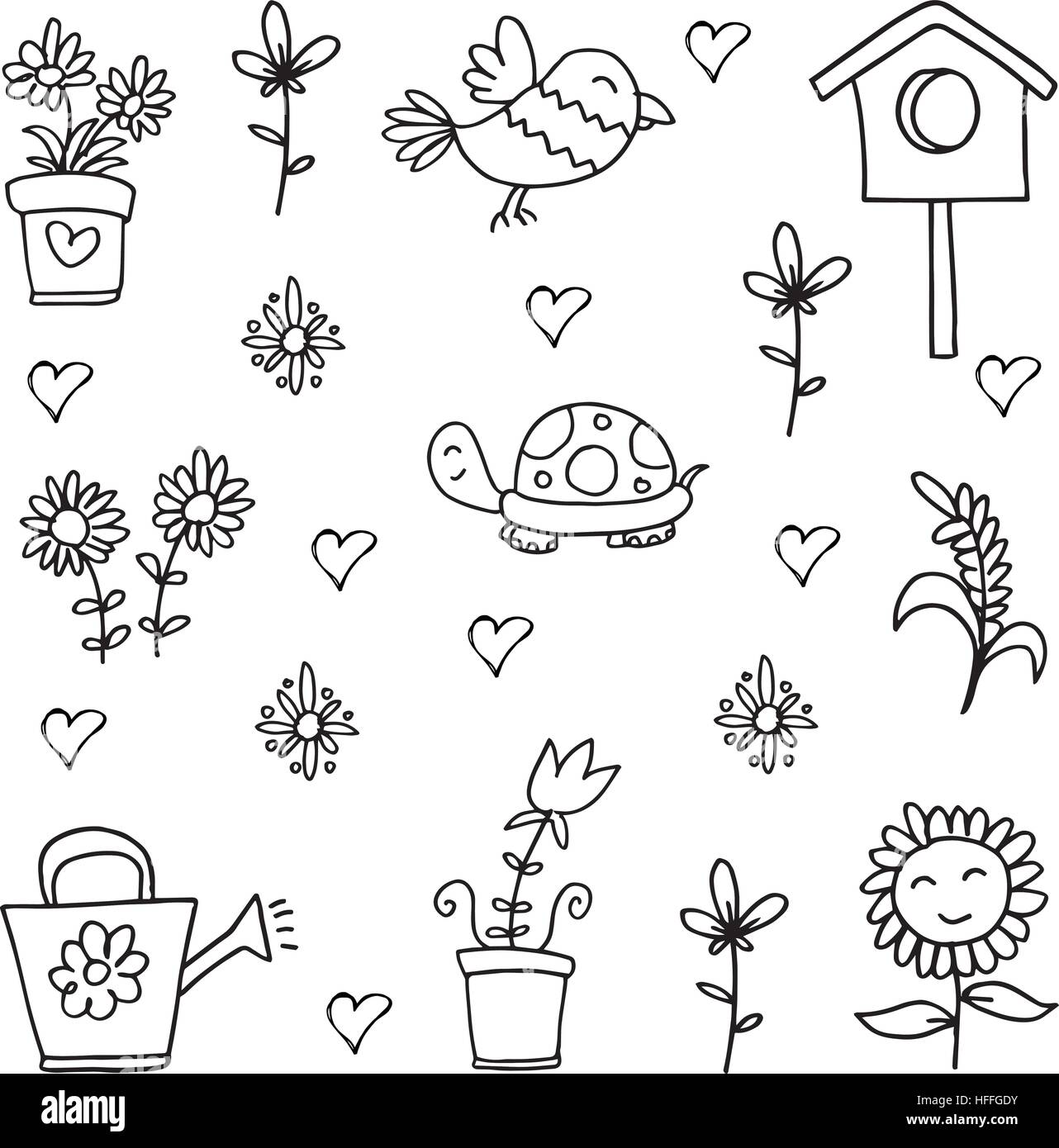 Spring hand draw of doodles Stock Vector Image & Art - Alamy