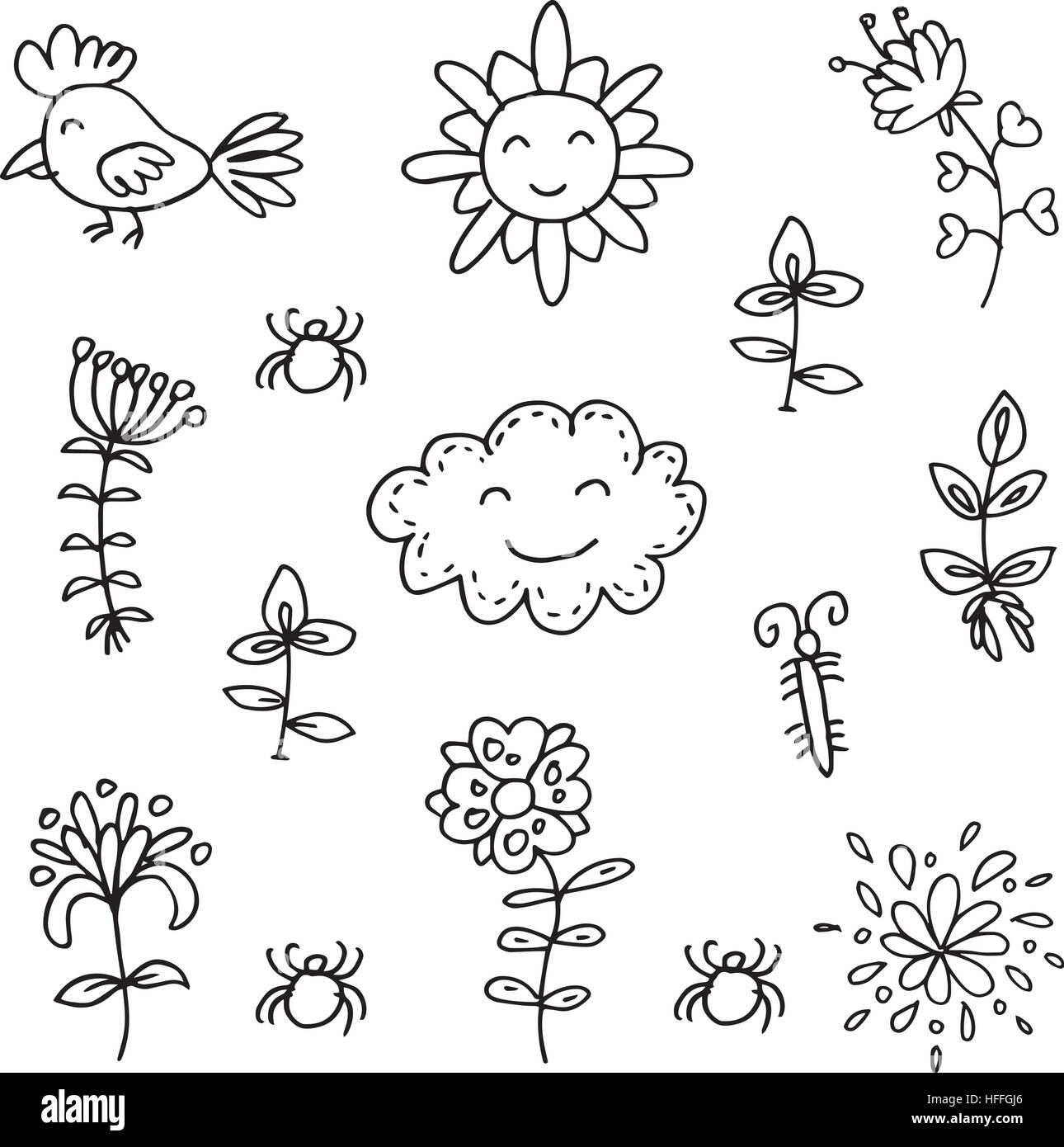 Illustration spring hand draw doodles hi-res stock photography and images - Alamy