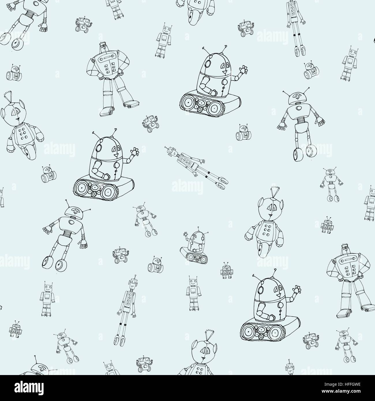 Robot doodles pattern Stock Vector Image & Art - Alamy