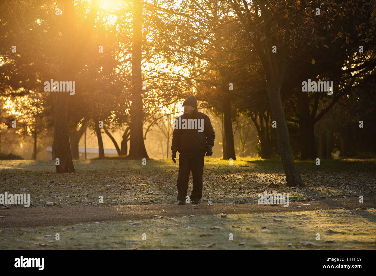 A very cold and frosty morning in Finsbury Park, North London. The ...
