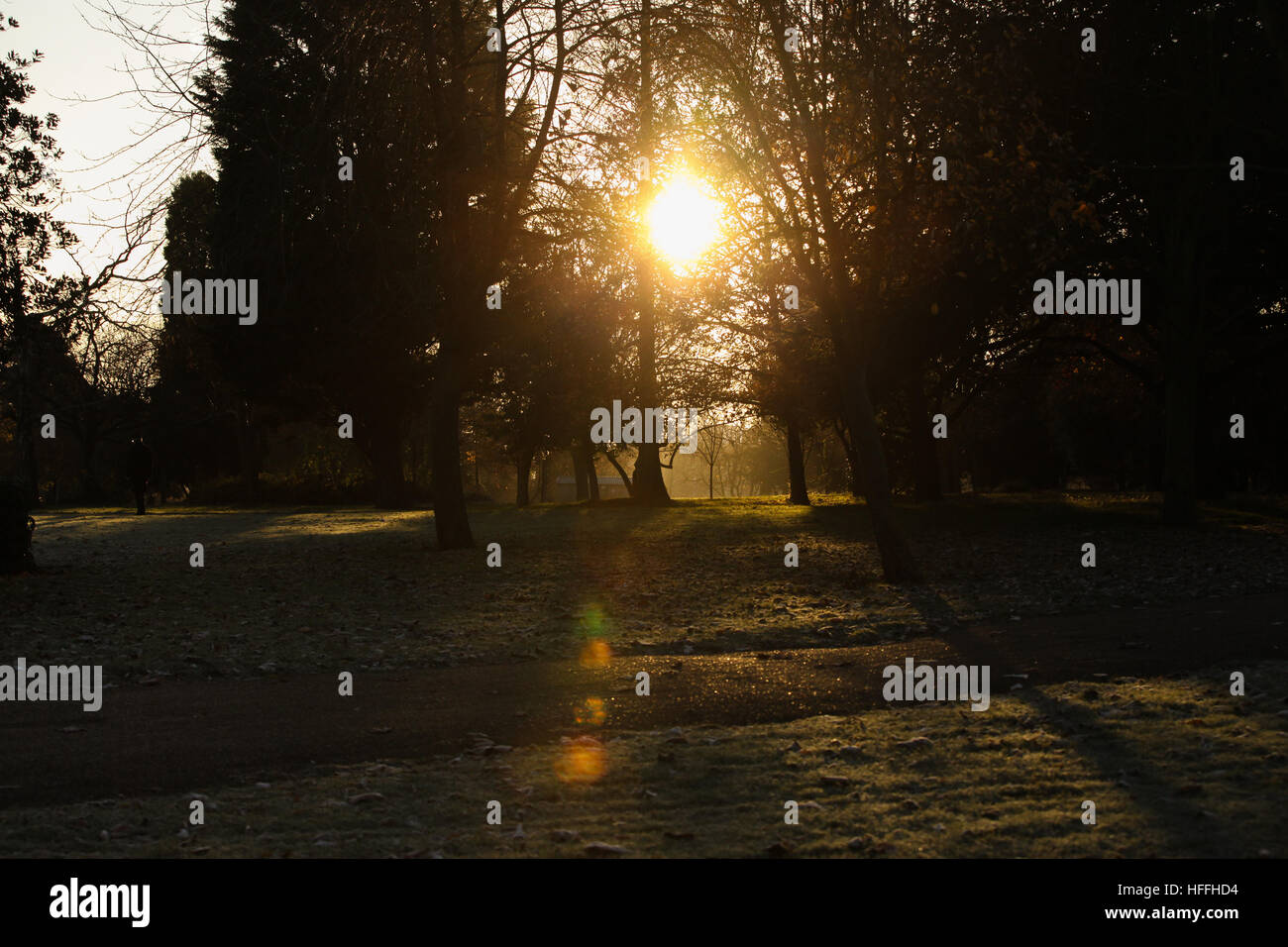 A very cold and frosty morning in Finsbury Park, North London. The ...