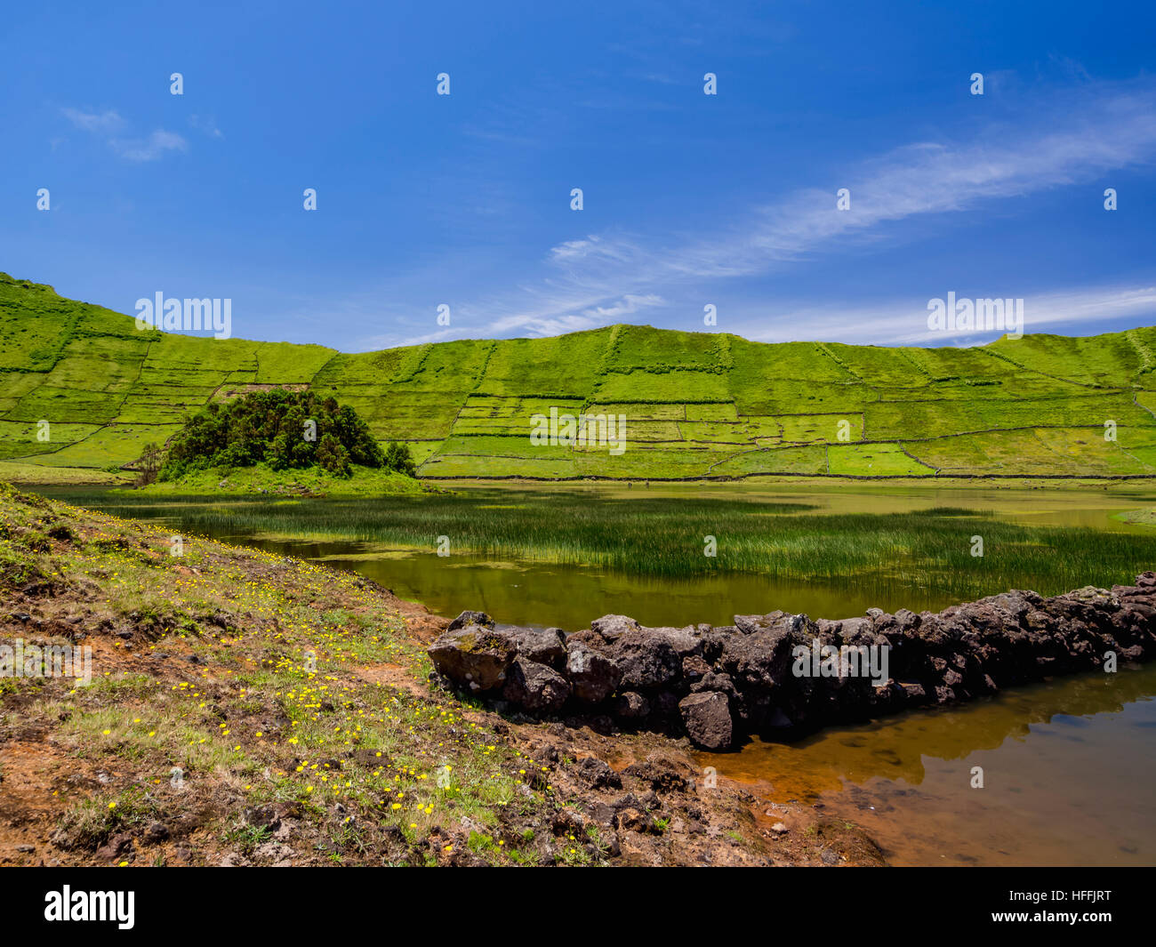 Portugal, Azores, Corvo, Landscape of the Caldeirao do Corvo Stock ...