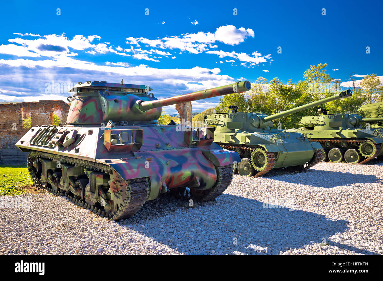 Military tanks in army park view, Karlovac, Croatia Stock Photo - Alamy