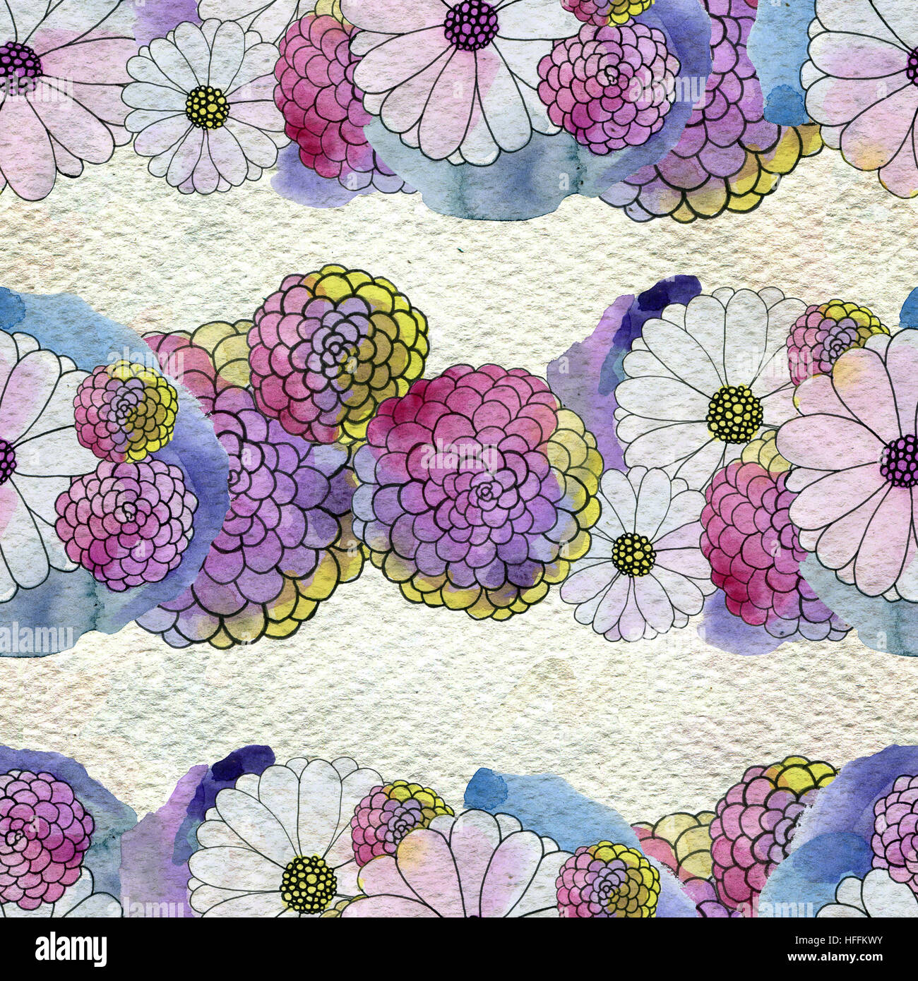 Seamless floral pattern with asters and daisy flowers Stock Photo - Alamy