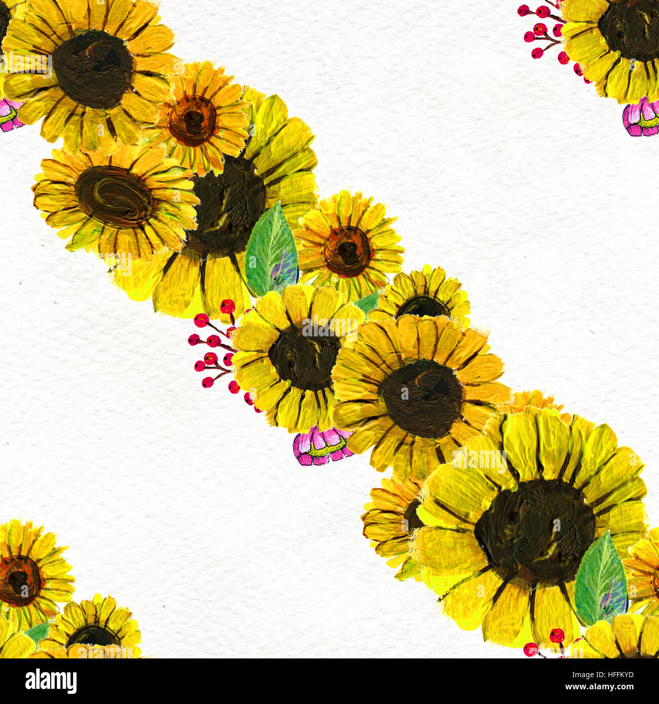 Seamless pattern with sunflowers Stock Photo - Alamy
