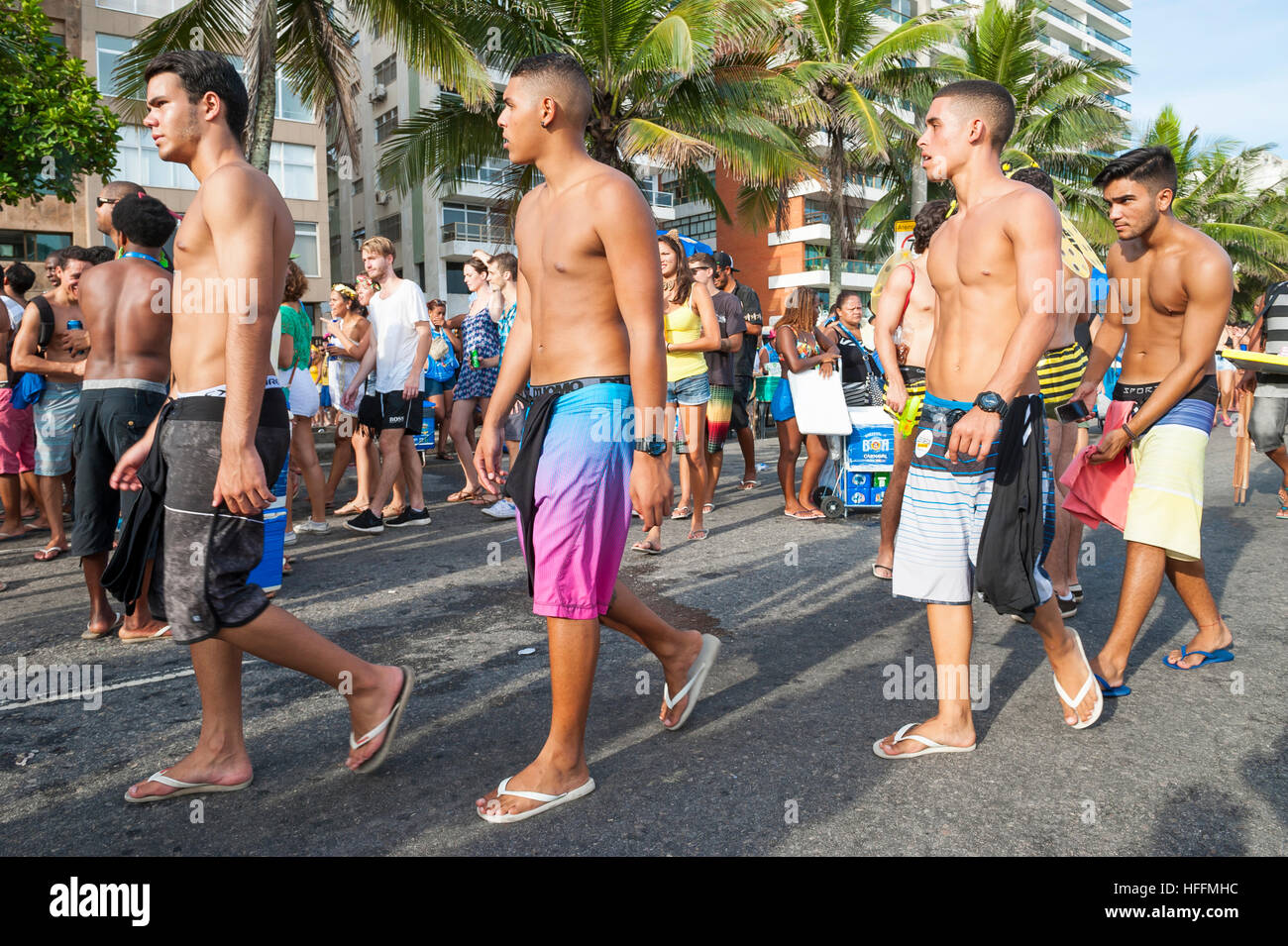 RIO DE JANEIRO - JANUARY 31, 2016: Brazilians celebrate at a carnival ...