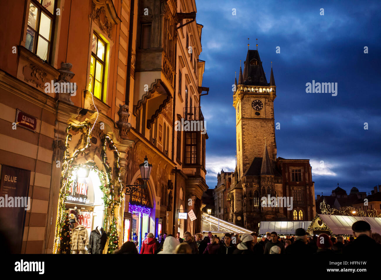 Old Town square in Prague in blue hour, Christmas 2016 Stock Photo - Alamy