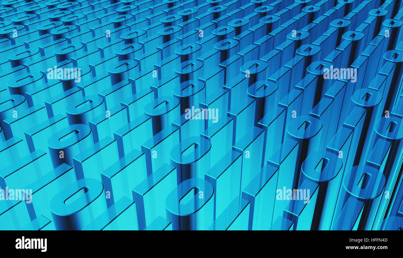 3D illustration of Binary digital code abstract background, digital ...