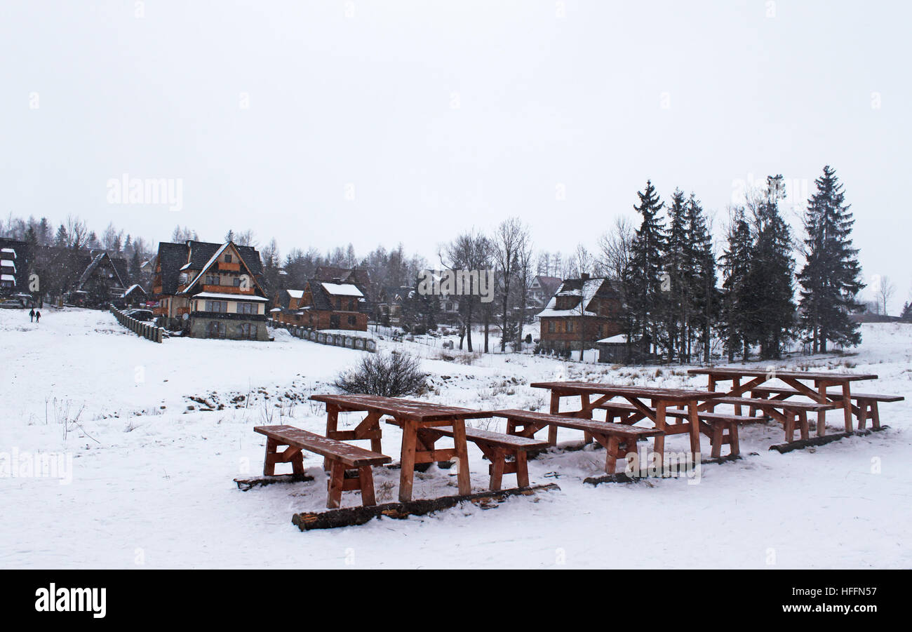 Snowing in Tatry mountains. Zakopane city. Poland Stock Photo - Alamy