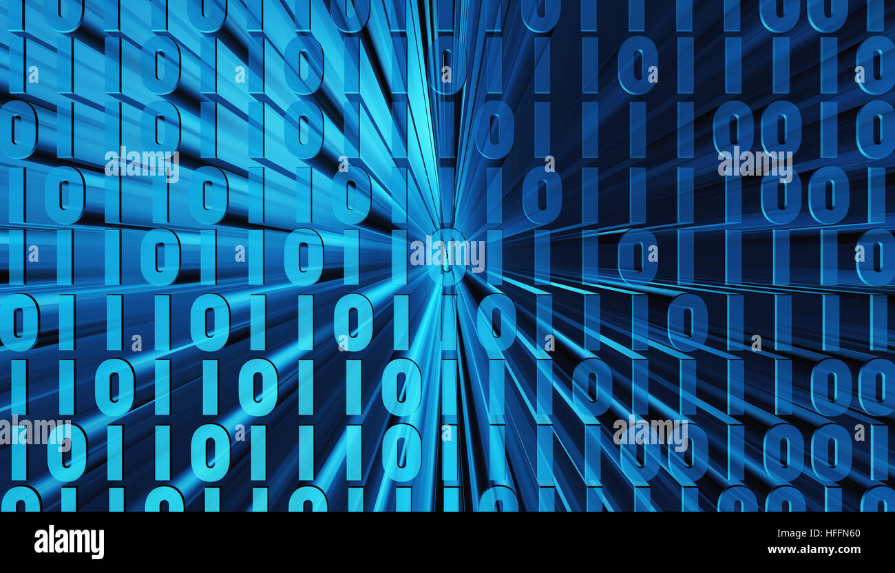 3D illustration of Binary digital code abstract background, digital ...
