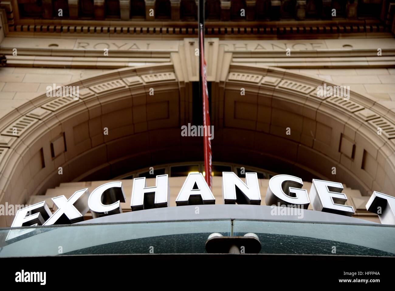 Royal Exchange Theatre sign Stock Photo - Alamy