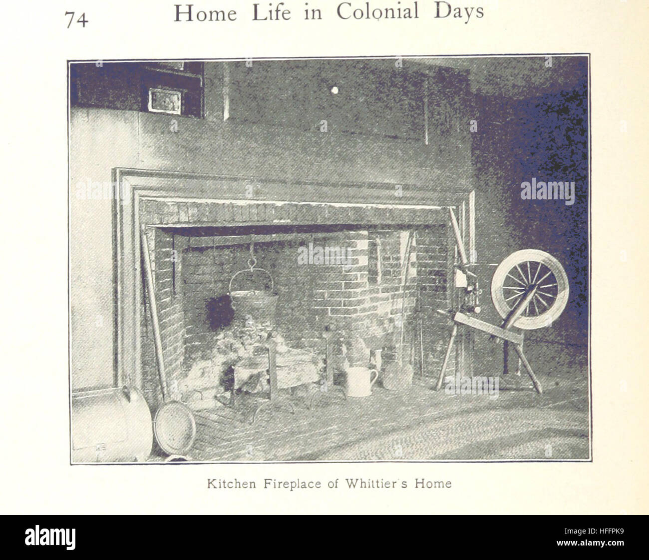 An illustration from 'Home Life in Colonial Days' depicting the ...