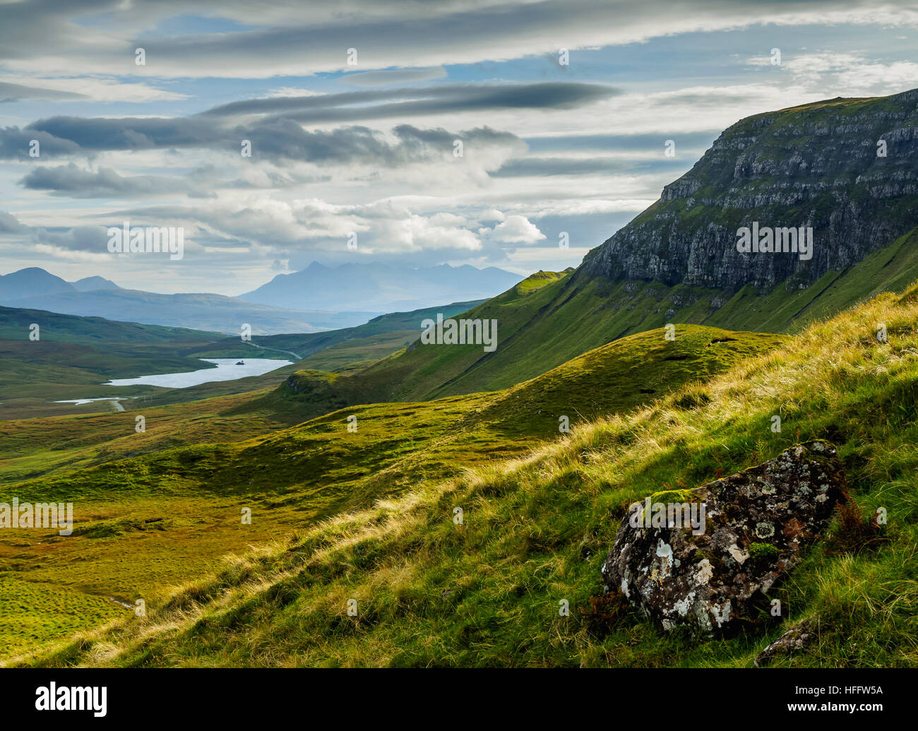 UK, Scotland, Highlands, Isle of Skye, View from The Storr towards the ...