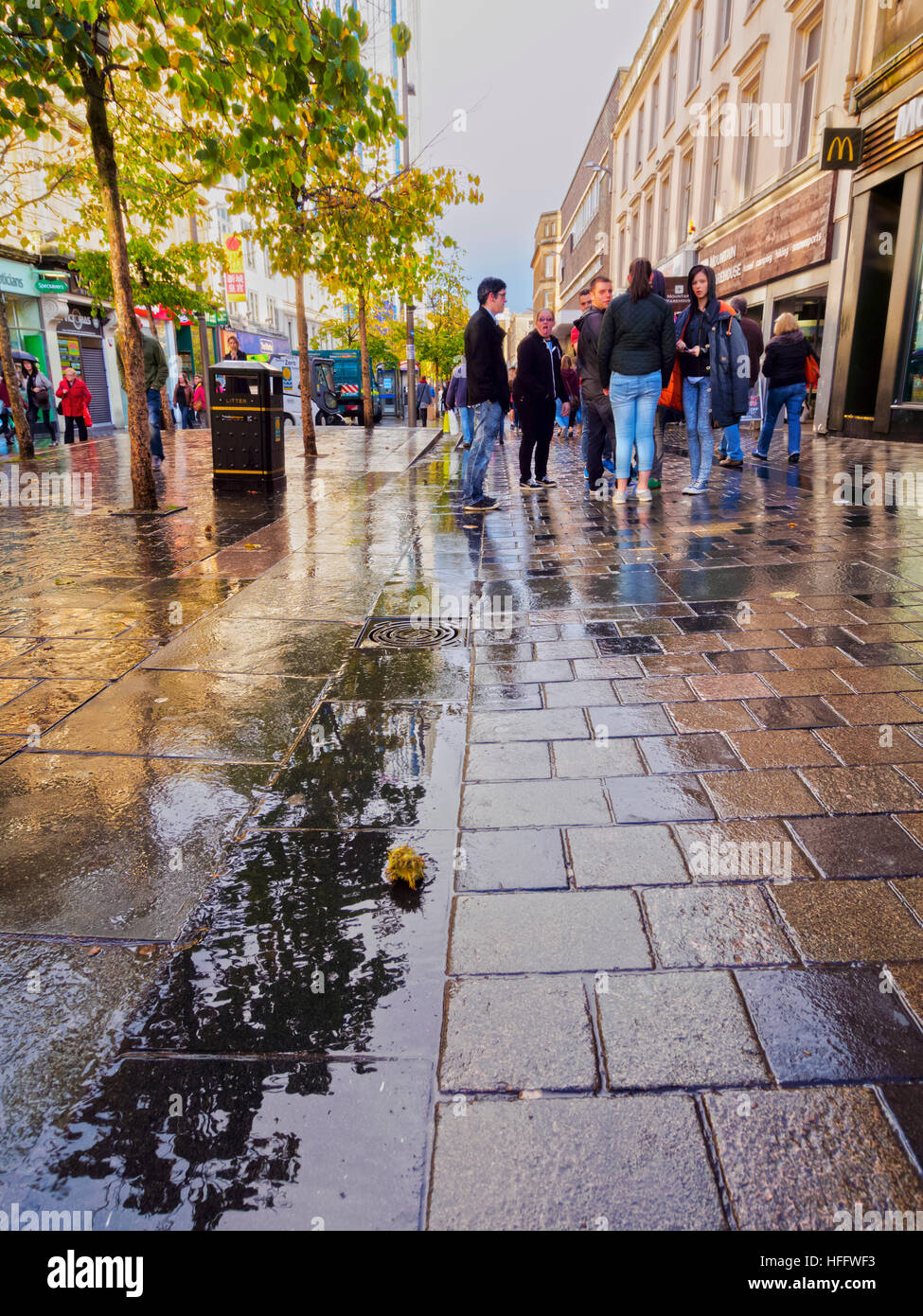 UK, Scotland, Lowlands, Glasgow city center at rainy day Stock Photo ...
