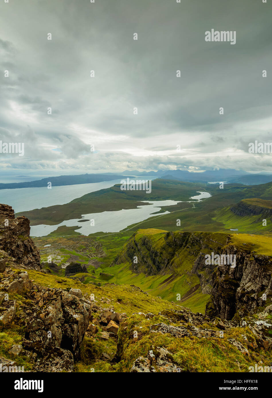 UK, Scotland, Highlands, Isle of Skye, View from The Storr towards the ...