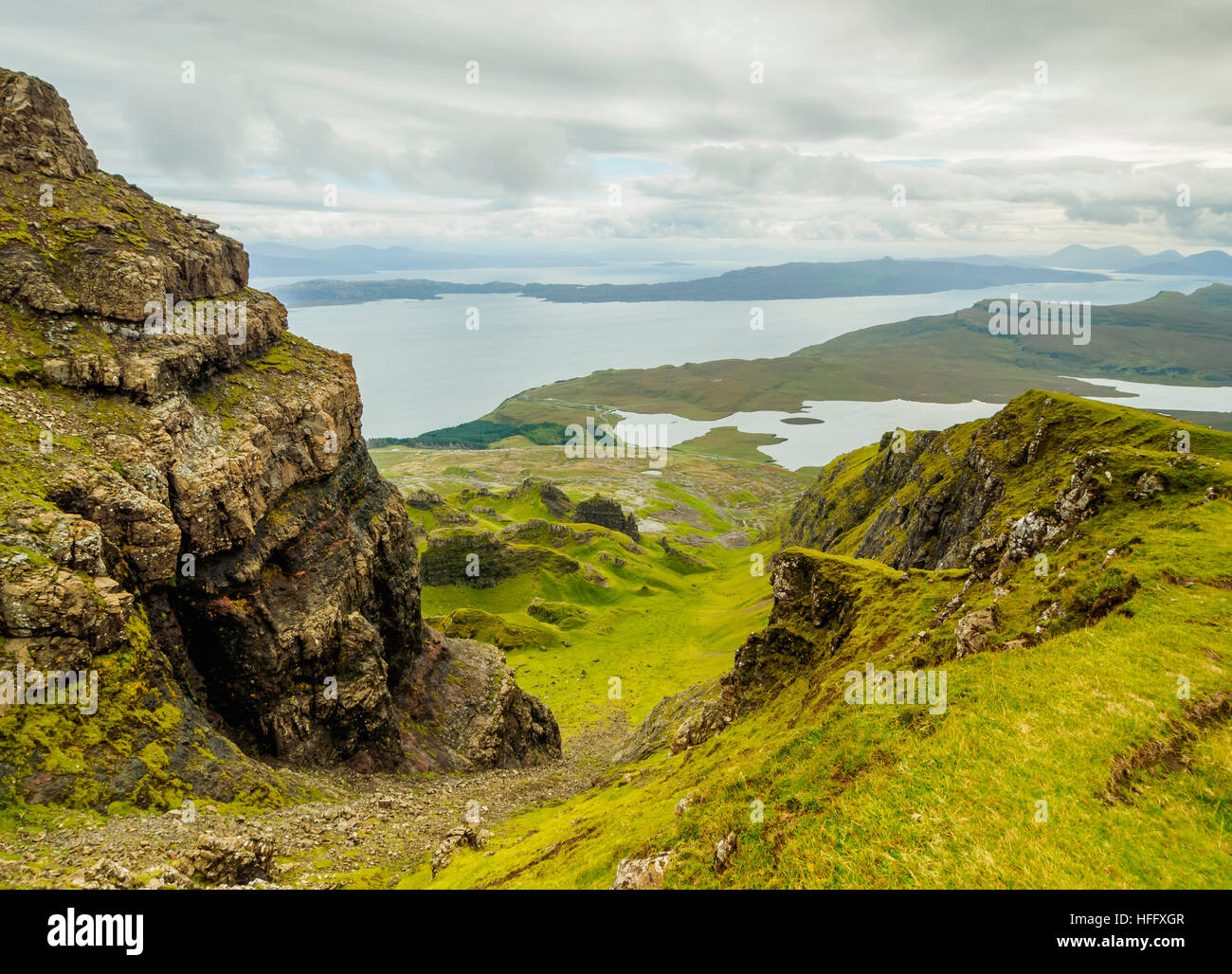 UK, Scotland, Highlands, Isle of Skye, View from The Storr towards the ...