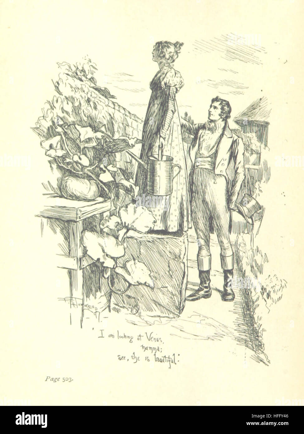 The image captures an illustration from the novel Shirley by Charlotte ...
