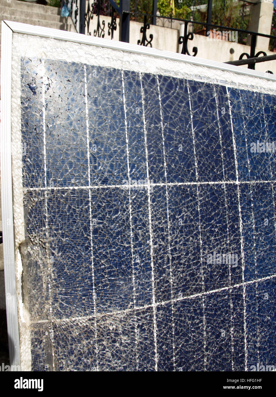 Smashed solar panel Stock Photo - Alamy
