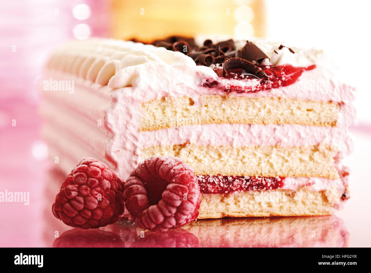 Raspberry cream cake Stock Photo - Alamy