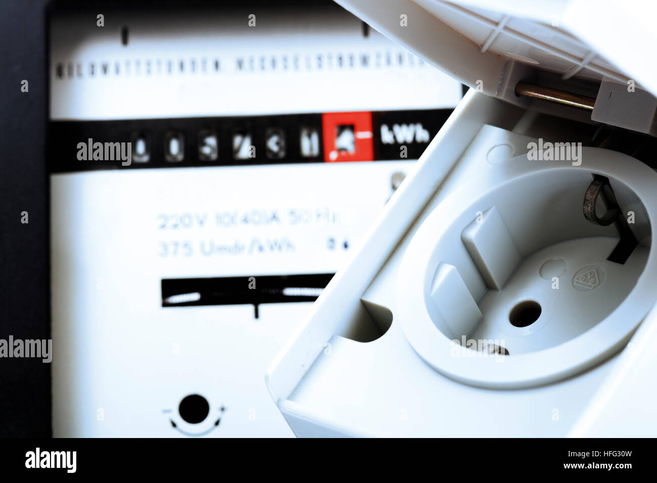 Electricity meter and electrical outlet Stock Photo - Alamy