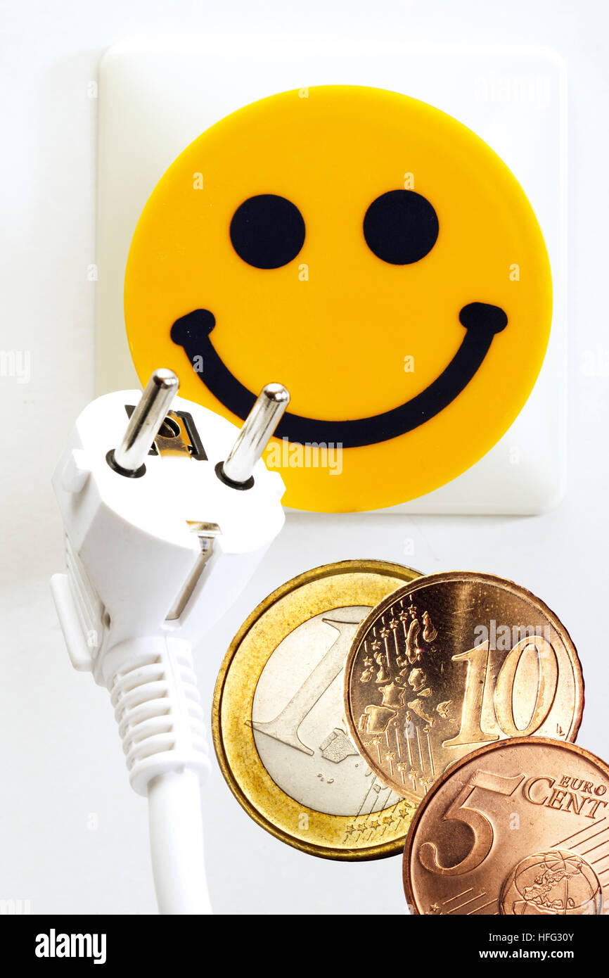 Smiley face electrical outlet euro coins hi-res stock photography and ...