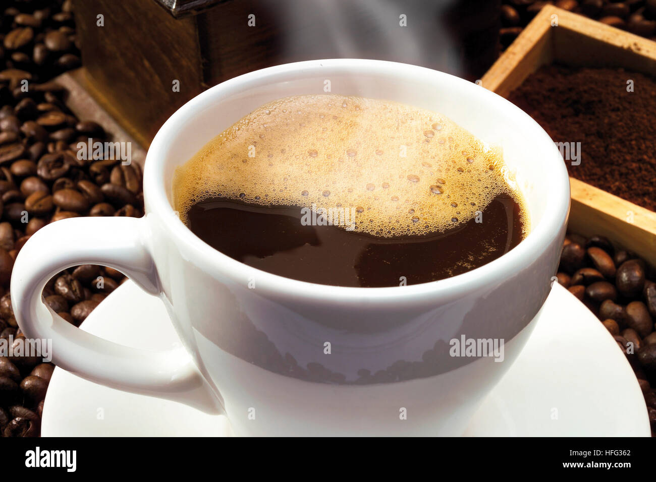 Steaming cup of coffee Stock Photo - Alamy