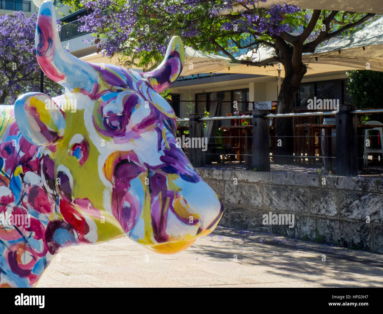 A life size cow sculpture in CowParade Perth 2016, a public art ...