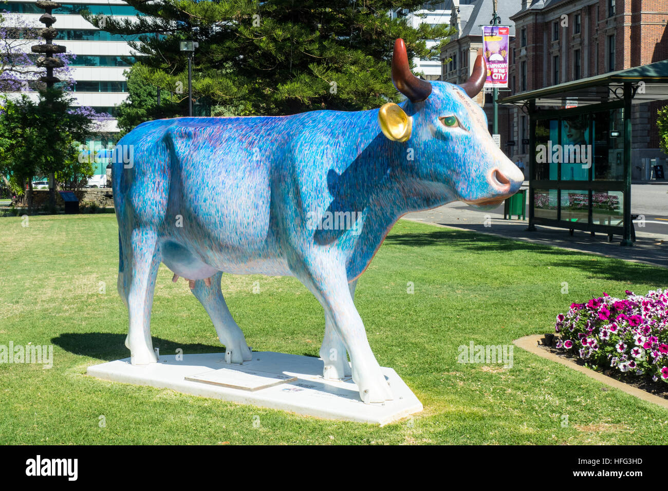 A life size cow sculpture in CowParade Perth 2016, a public art ...