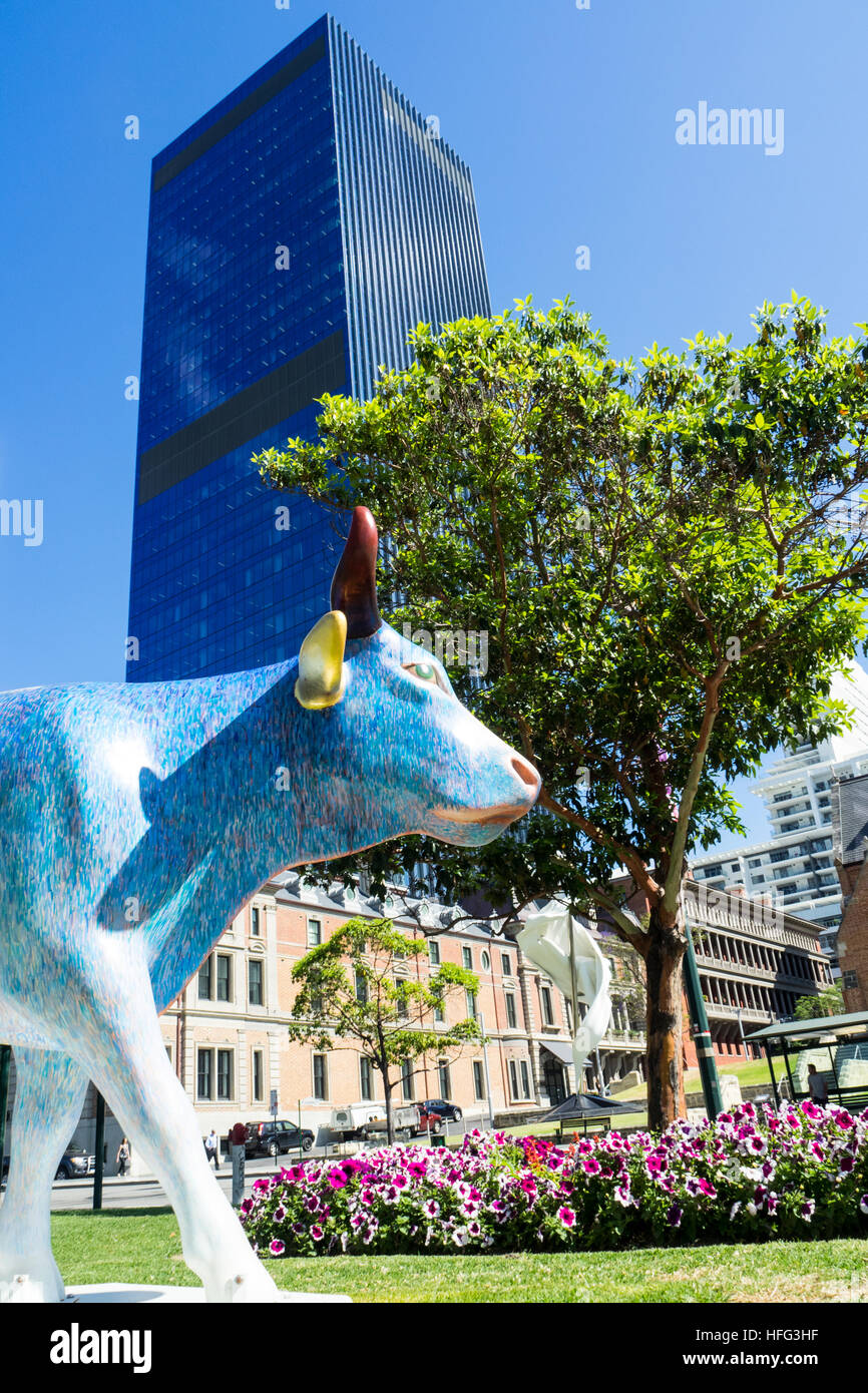 A life size cow sculpture in CowParade Perth 2016, a public art ...
