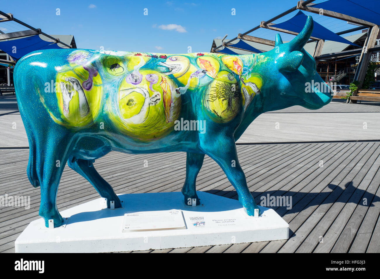 A life size cow sculpture in CowParade Perth 2016, a public art ...
