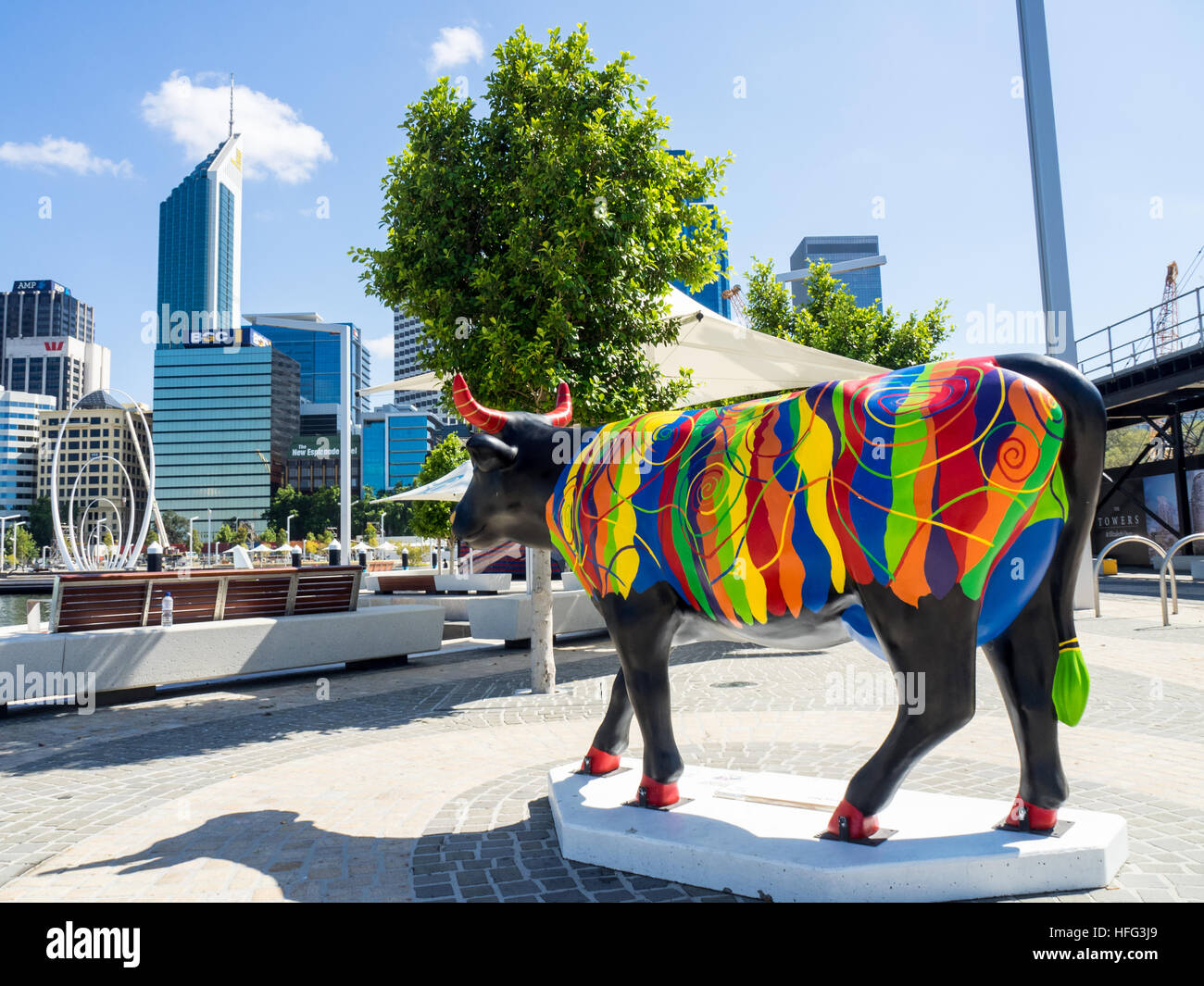 A life size cow sculpture in CowParade Perth 2016, a public art ...