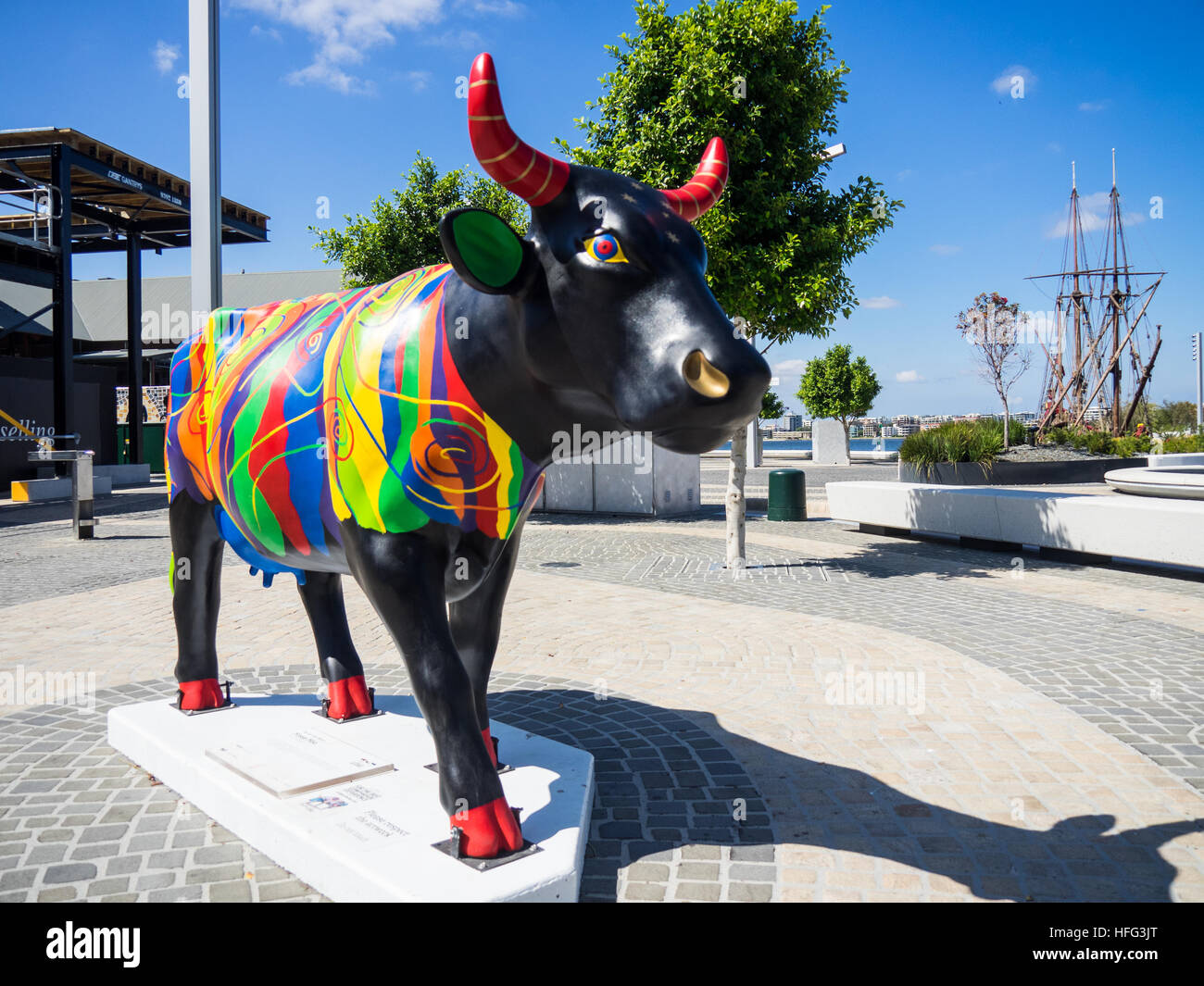 A life size cow sculpture in CowParade Perth 2016, a public art ...