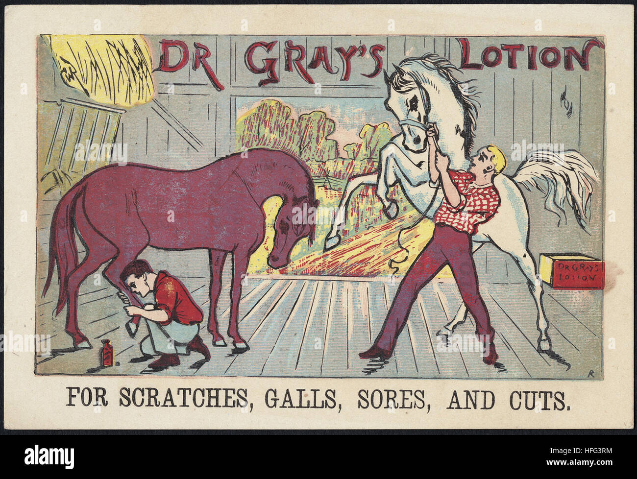 Agriculture Trade Cards - Dr. Gray's Lotion for scratches, galls, sores ...
