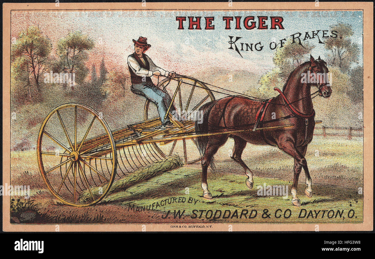 Agriculture Trade Cards - The Tiger - king of rakes Stock Photo - Alamy