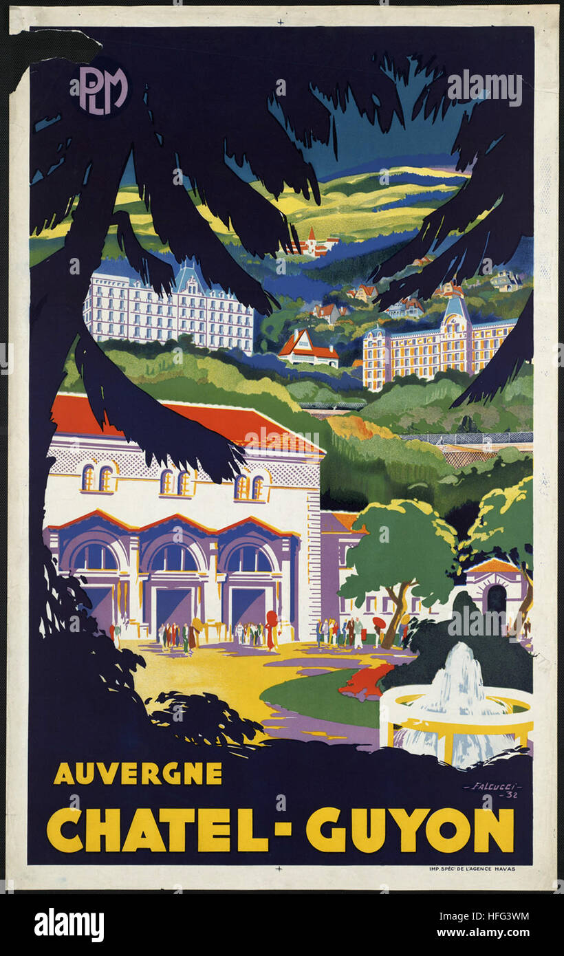 Vintage Travel Poster - Auvergne Chatel-Guyon Stock Photo - Alamy