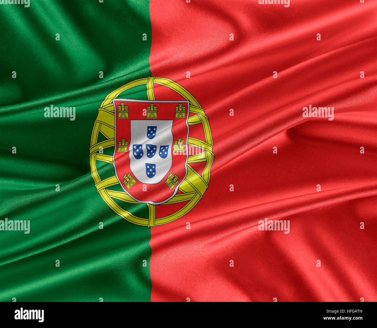 Portugal flag with a glossy silk texture Stock Photo - Alamy