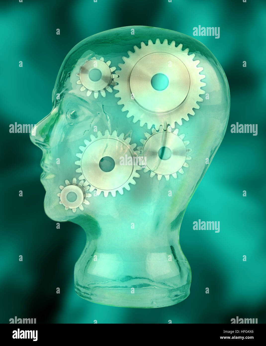 Head brain gears concept symbol hi-res stock photography and images - Alamy