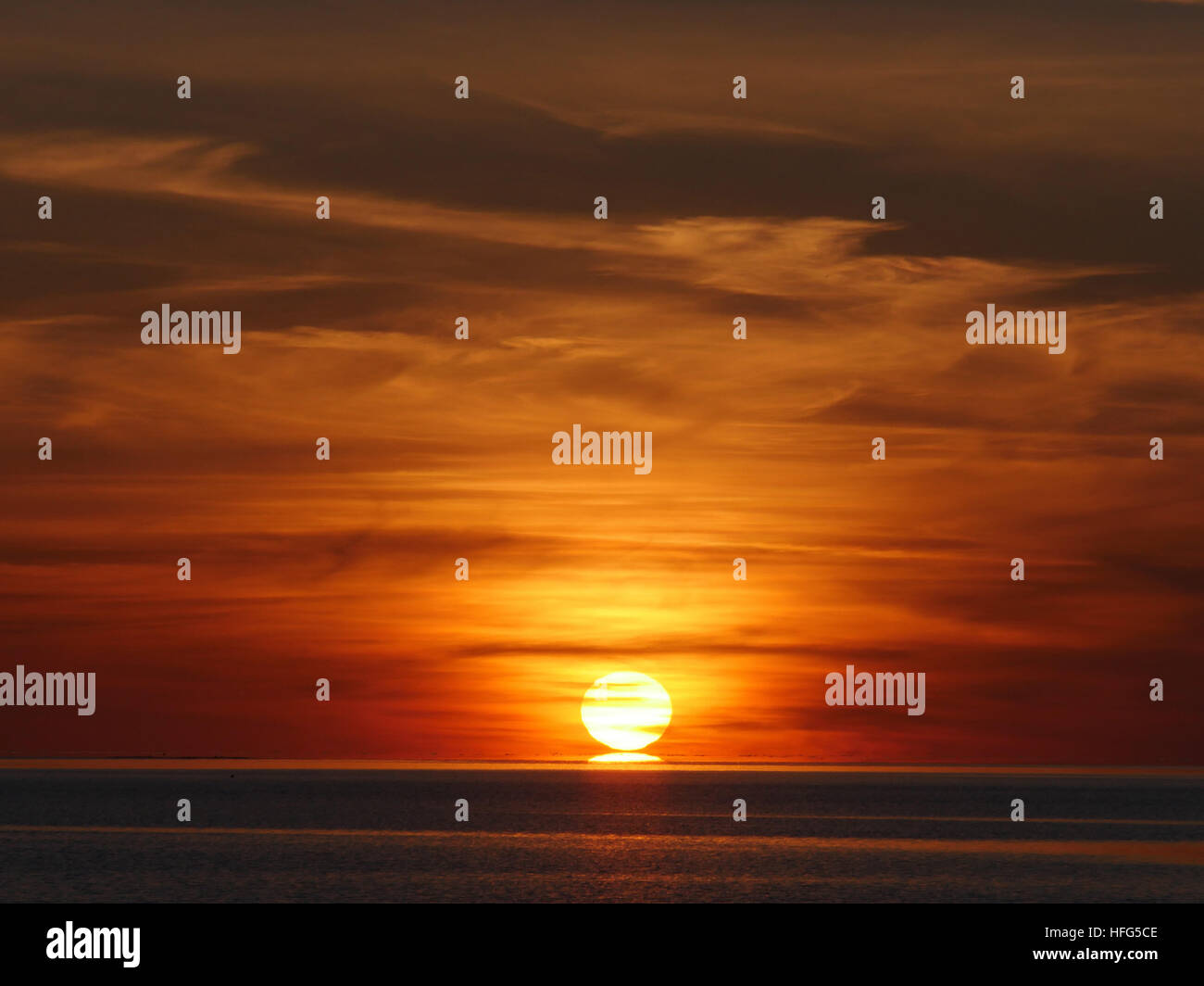 Sunset on the Sea, near Marsala in Sicily, Italy Stock Photo - Alamy