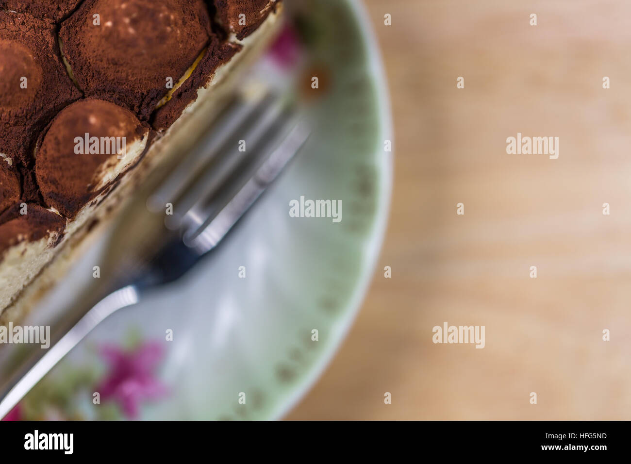 Cake On Saucer With Fork Stock Photo - Alamy